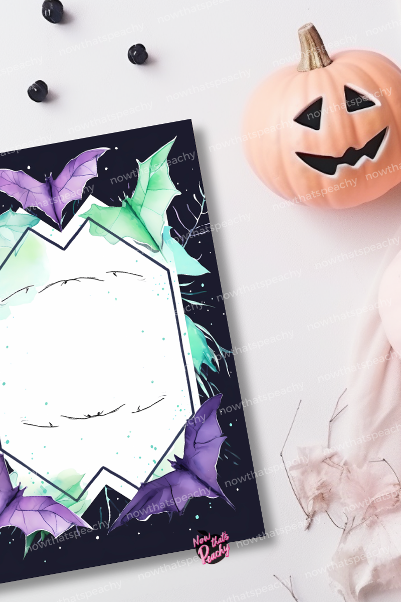 Pastel Goth Bats Watercolor Blank Template for Cards, Posters, Menus ...