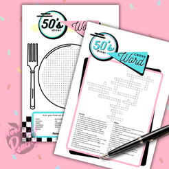Retro Fun: 1950s Diner Crossword & Find a Word Game Pack PRINTABLE ...