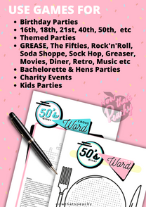 Retro Fun: 1950s Diner Crossword & Find a Word Game Pack PRINTABLE ...