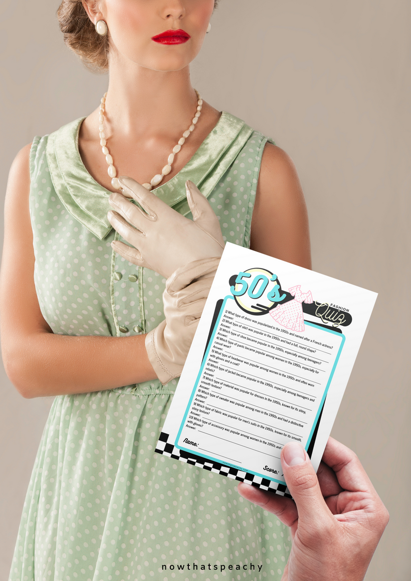 950s Fashion Trivia Print Game - Test Your Style Knowledge with Retro ...