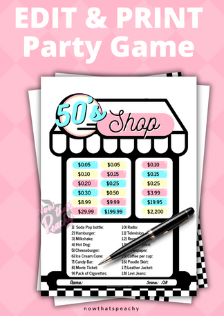 Guess the 1950s Diner Shop Game Party PRINTABLE, Test Your Knowledge ...