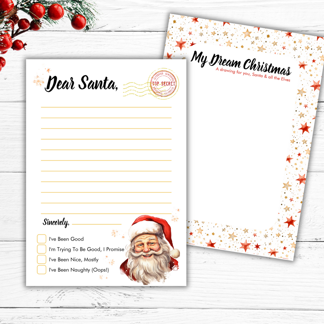 Dear Santa Letter & Christmas Drawing Activity for Kids Printable – Now ...