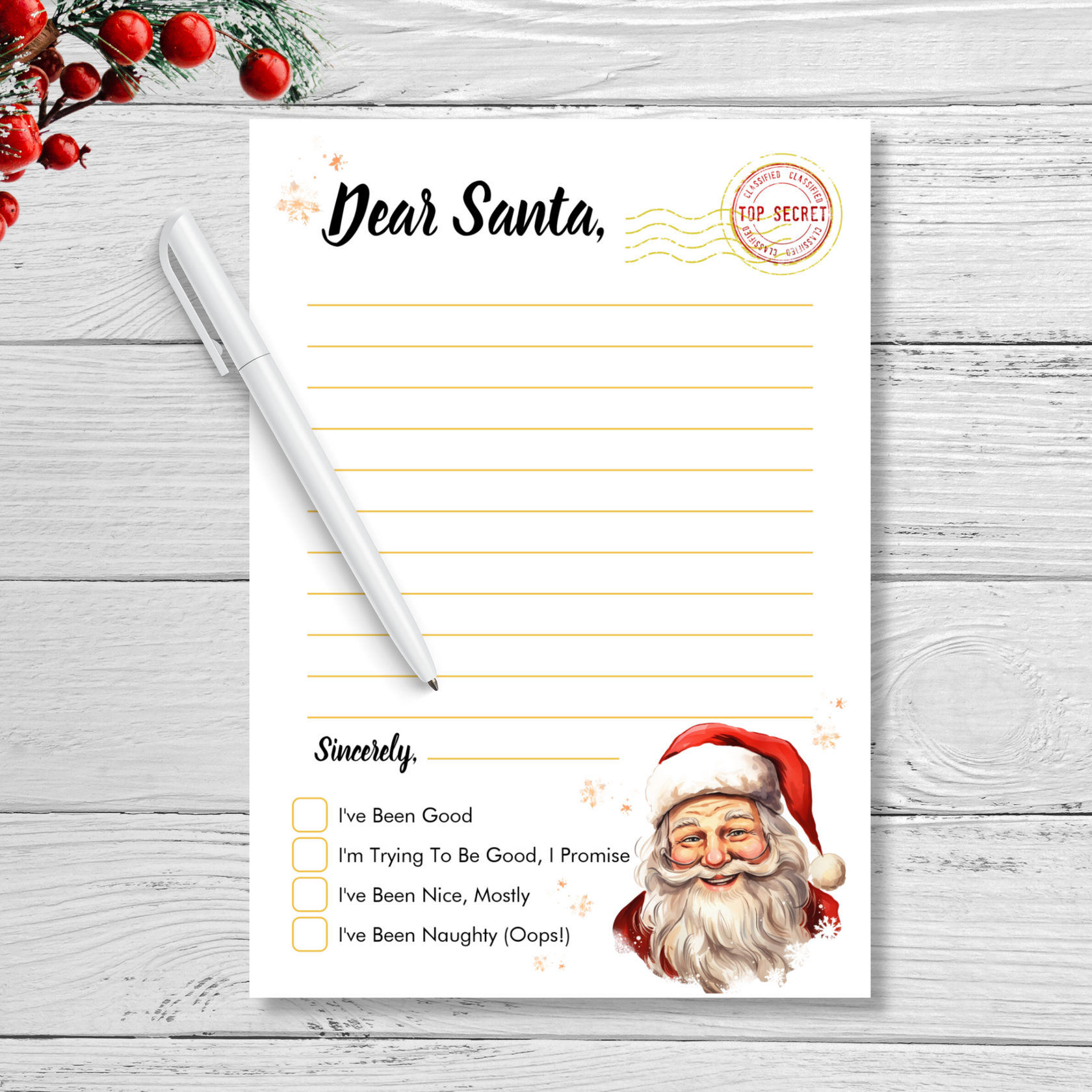 North Pole Santa Letter Stationery Set for Kids Printable Download ...