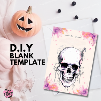 Blank Halloween Skull Invitation Template DIY Printable Tattoo Wall Art ...