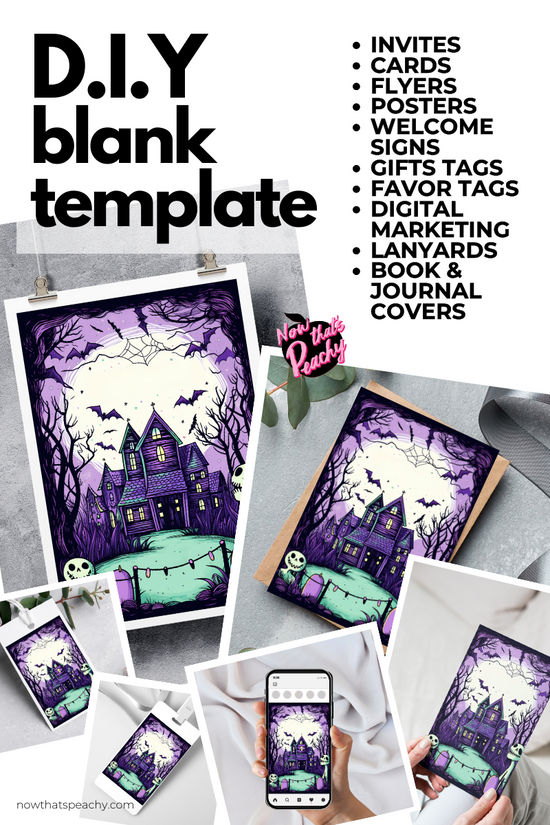 Pastel Haunted House Blank Halloween Invite Template DIY Printable ...