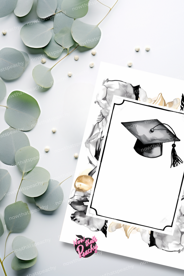 Elegant Watercolor Graduation Blank Template, Custom Card Invite Certi ...