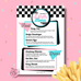 Custom DINER 50's Food Menu Party PRINTABLE, Rock'n'roll Soda Pop Retr ...