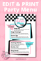 Custom DINER 50's Food Menu Party PRINTABLE, Rock'n'roll Soda Pop Retr ...