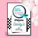 Custom DINER 50's Welcome Sign Party PRINTABLE, Rock'n'roll Soda Pop R ...