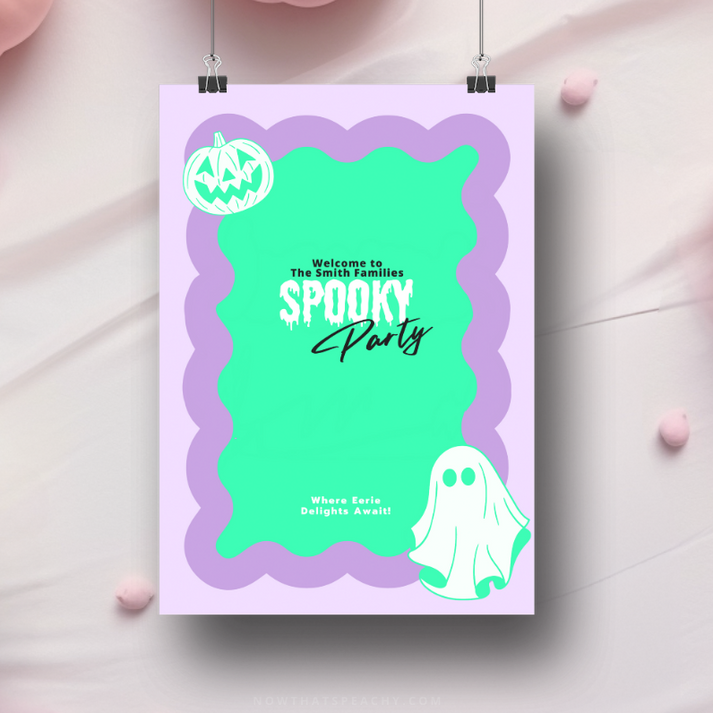 Wavy Welcome Sign Halloween Party Poster Editable DIY Printable – Now ...