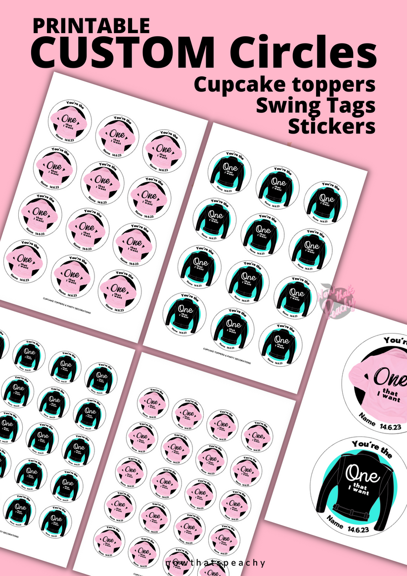 Grease 1st Birthday Favor Sticker Circles - Pink Ladies T-Birds Party ...