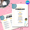 1970s Karaoke Disco Itinerary PRINTABLE Editable Template weekend away ...
