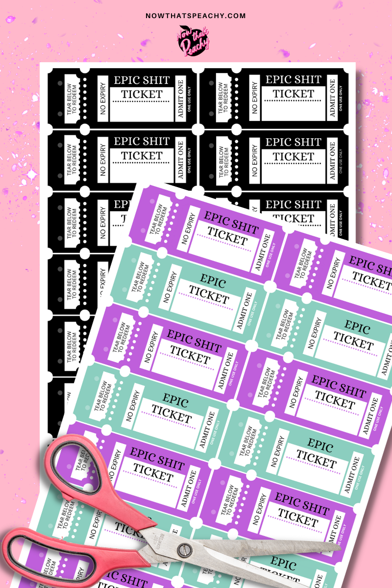 EPIC SHIT blank TICKET Voucher Book Printable Digital Download Birthda ...