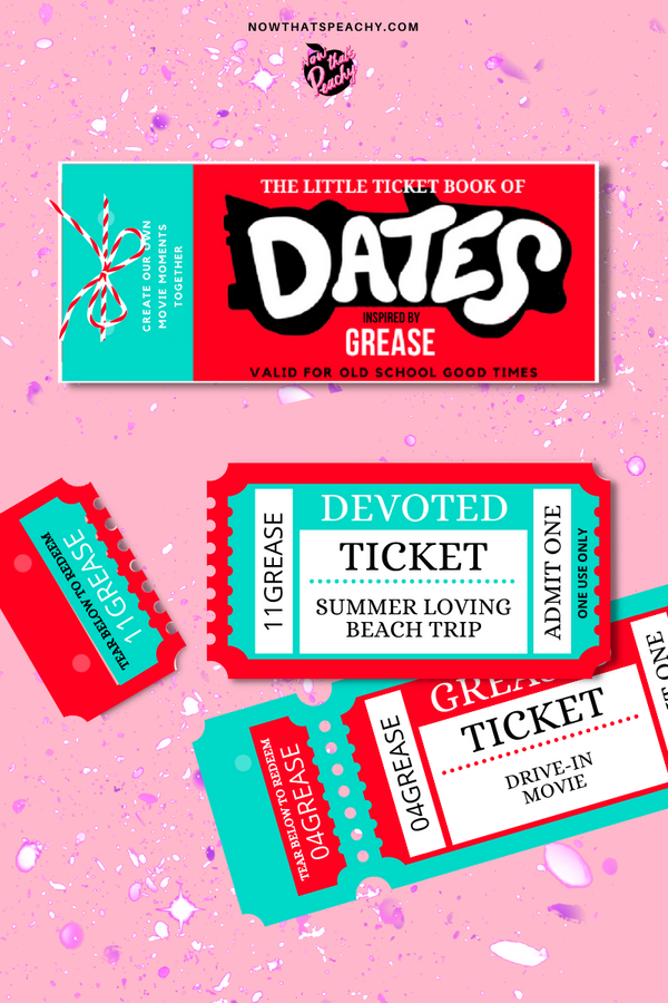 GREASE Movie dates TICKET Voucher Book Printable Download iconic fan g ...
