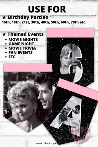 GREASE Custom NAME GARLAND Fifties Personalised Banner bunting Party ...