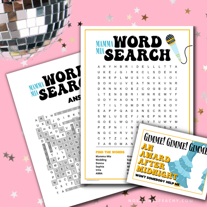 Mamma Mia Word Search Game PRINTABLE. Party Instant Download, Birthday ...