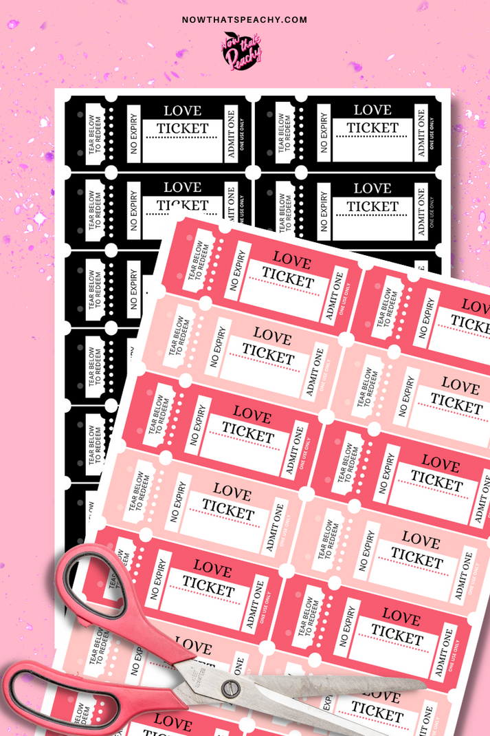 For Them LOVE blank TICKET Voucher Book, I love you Printable Digital ...