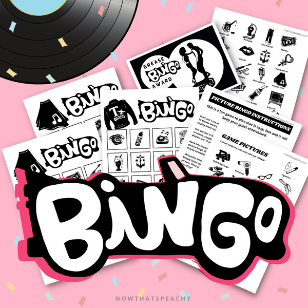 Grease Themed BINGO game PRINTABLE. Party Instant Download, Birthday ...