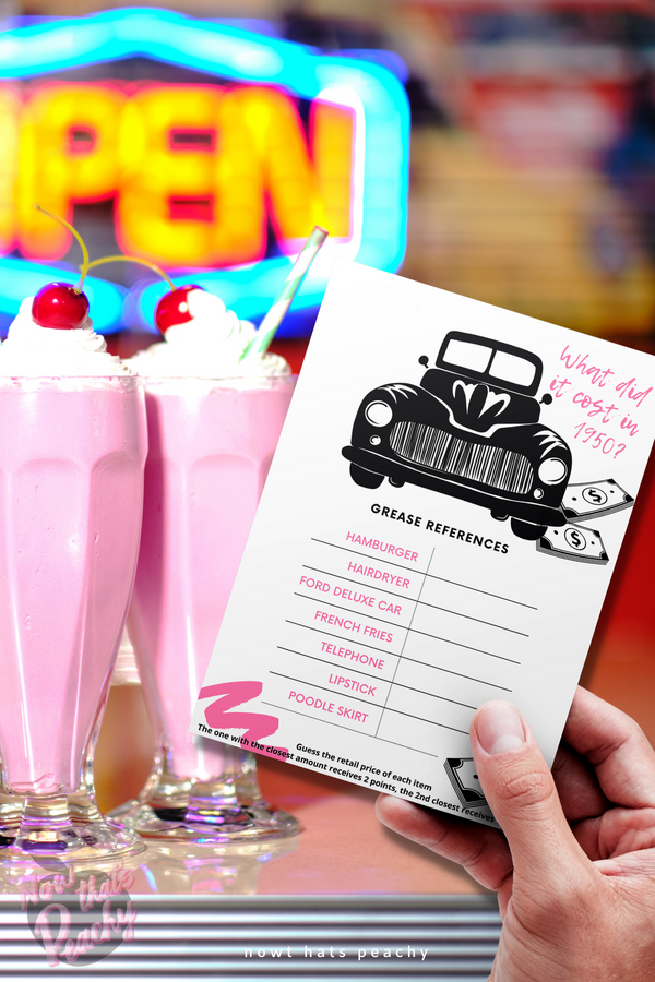 Grease Themed Guessing game PRINTABLE. Instant Download, Birthday Part ...