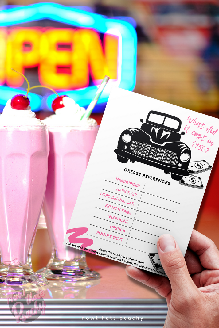 Grease Themed Guessing game PRINTABLE. Instant Download, Birthday Part ...
