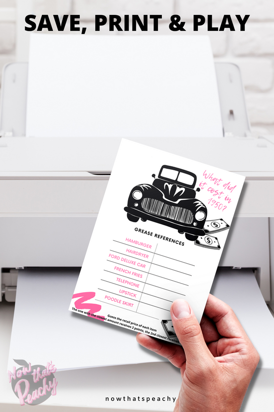 Grease Themed Guessing game PRINTABLE. Instant Download, Birthday Part ...