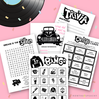 Grease Themed Game PACK PRINTABLE. Instant Download, Birthday Party Fi ...