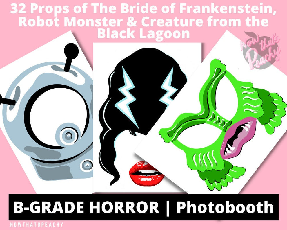 B-Grade Monster Photo booth PRINTABLES Mask Props themed Horror Movie ...