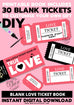 For Them LOVE blank TICKET Voucher Book, I love you Printable Digital ...