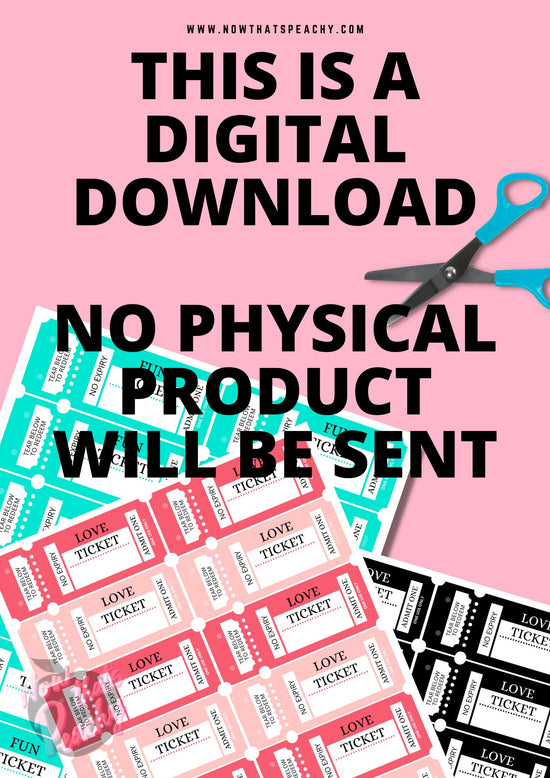 For Them LOVE blank TICKET Voucher Book, I love you Printable Digital ...