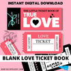 For Them LOVE blank TICKET Voucher Book, I love you Printable Digital ...