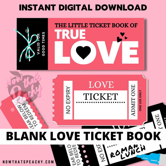 For Them LOVE blank TICKET Voucher Book, I love you Printable Digital ...
