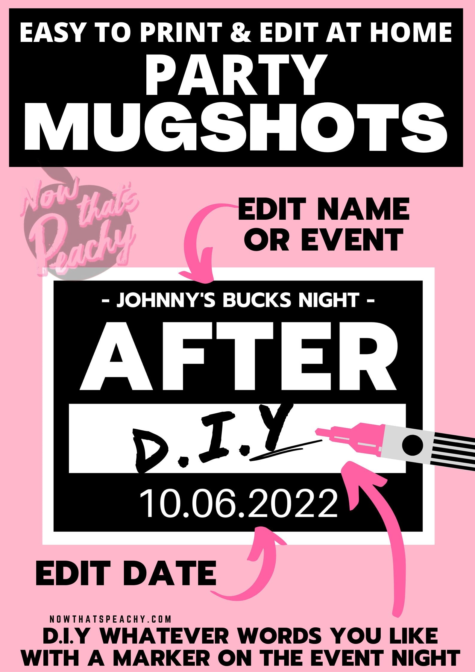 MUGSHOT Before After Photobooth PRINTABLES EDITABLE police crime lineu ...