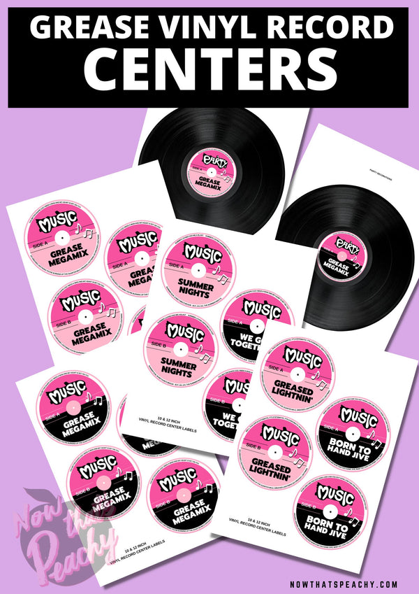 Grease Vinyl Record center PRINTABLES 10' 12' Party decor Prop ...