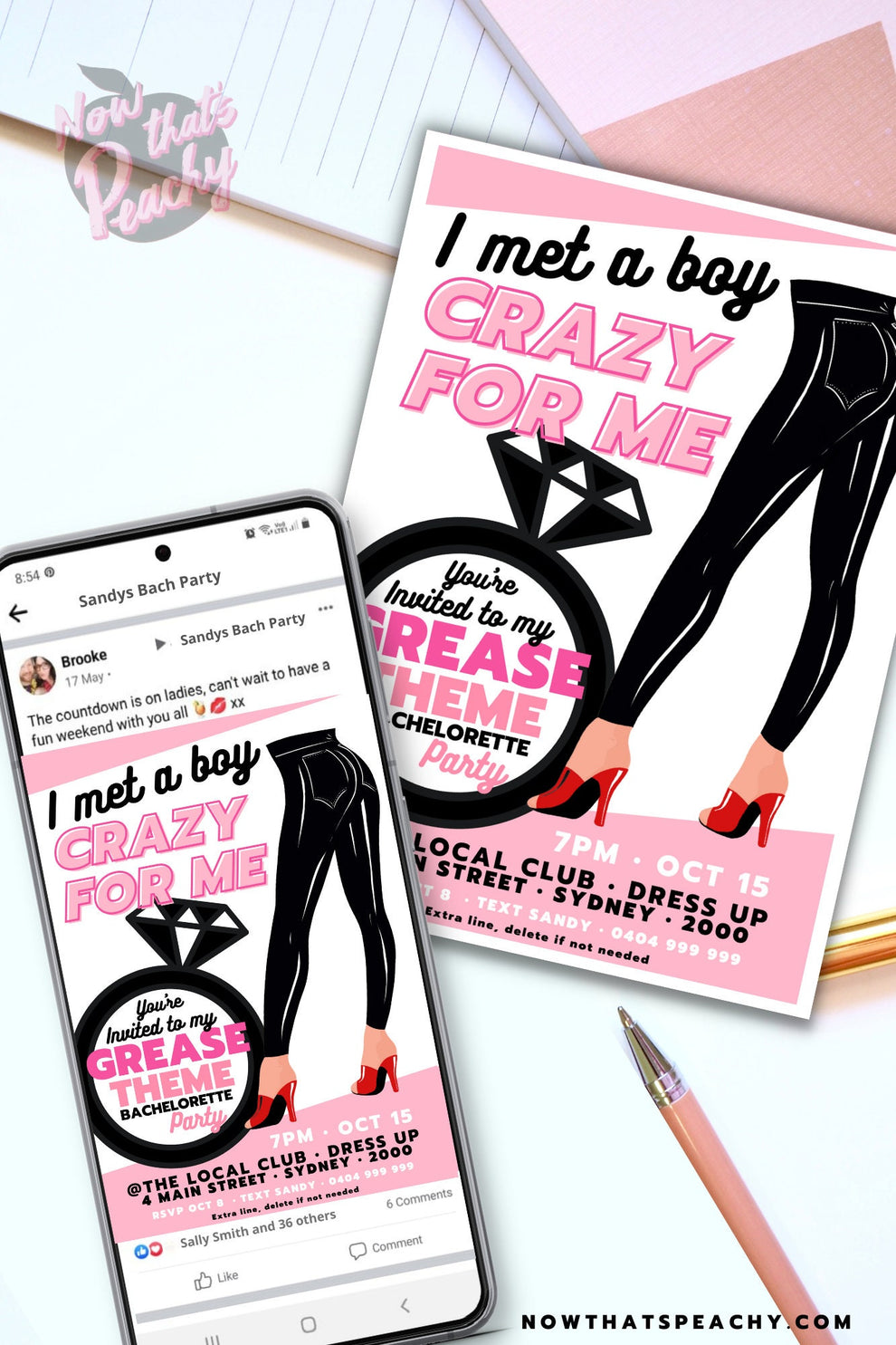 INVITE Grease Bachelorette party PRINTABLE, Bride to Be movie invitati ...