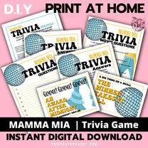 Mamma Mia Themed TRIVIA game PRINTABLE. 70s Disco Music Party Instant ...